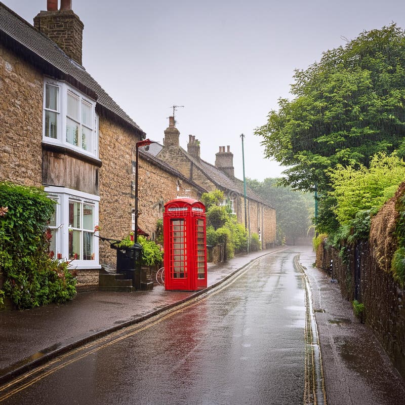 A British House in the Rain, AI Generated Stock Illustration ...