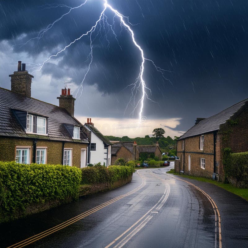 A British House in the Rain, AI Generated Stock Illustration ...
