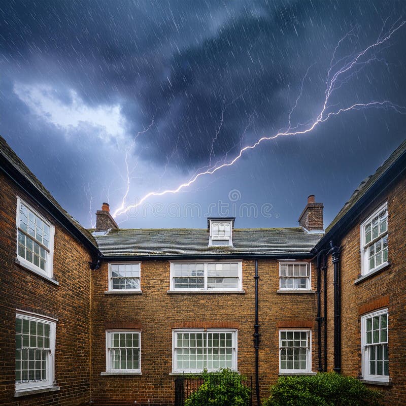 British House in the Rain, AI Generated Stock Illustration ...
