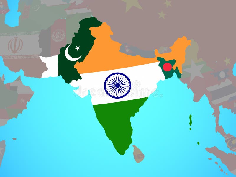 British India with Flags on Map Stock Illustration - Illustration of ...