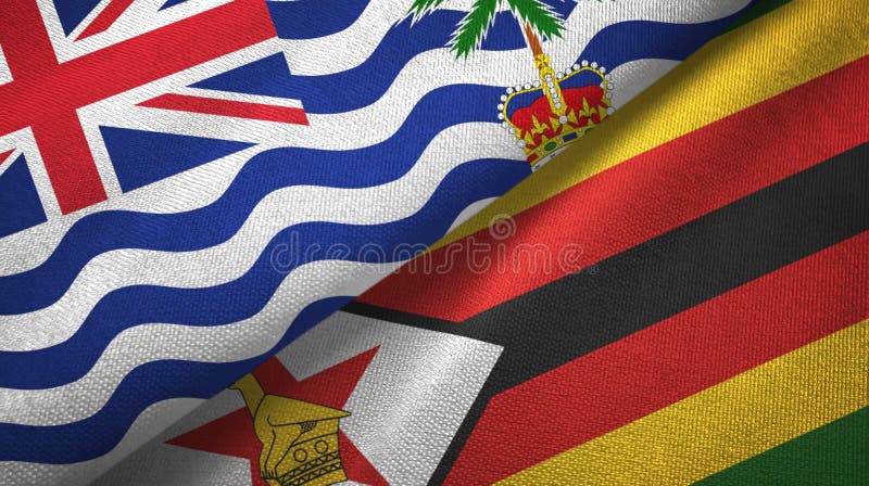 British Indian Territory and Zimbabwe Two Flags Textile Cloth Stock ...