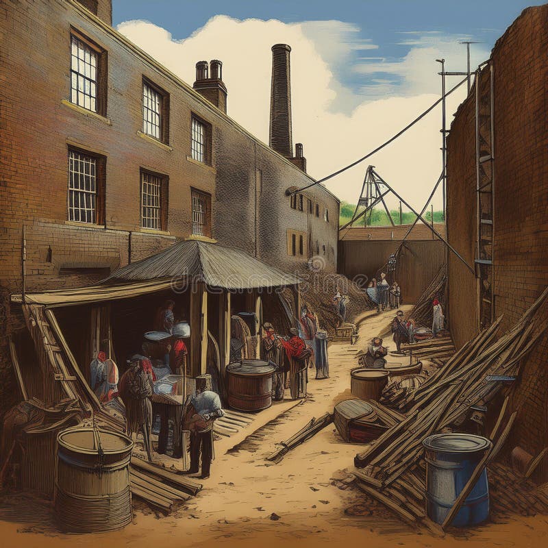 British Industrial Revolution Slums, Illustration, AI Generated Stock ...