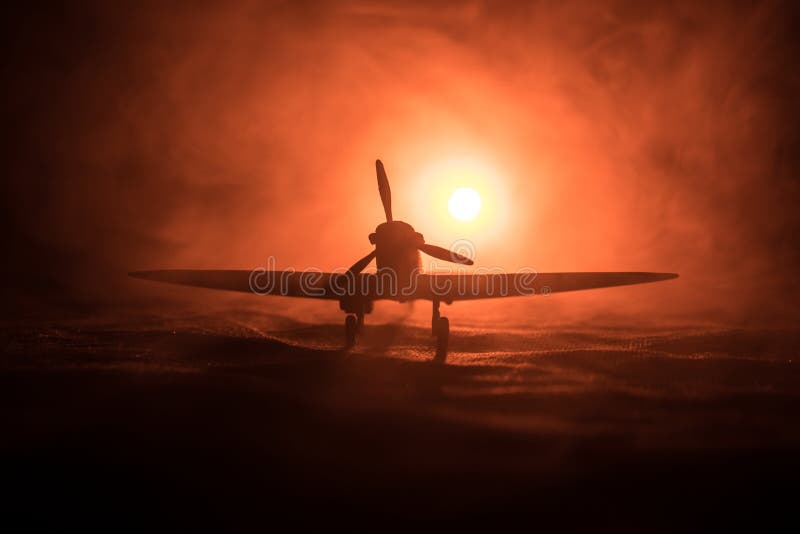 British Jet-propelled Model Plane in Possession. Dark Orange Fire ...