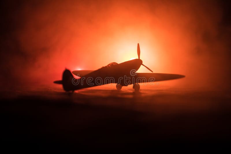 British Jet-propelled Model Plane in Possession. Dark Orange Fire ...