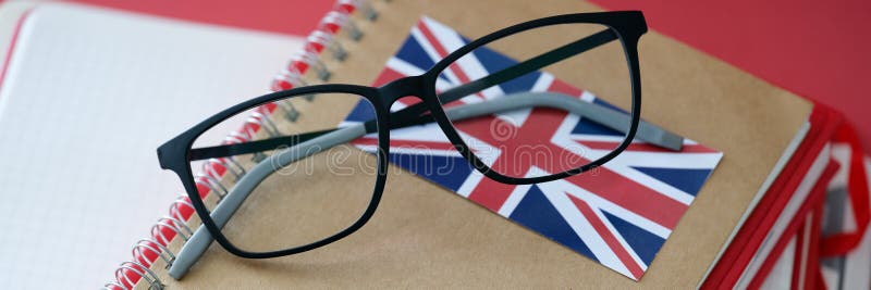 British Language Textbook and Glasses are on Table Stock Photo - Image ...