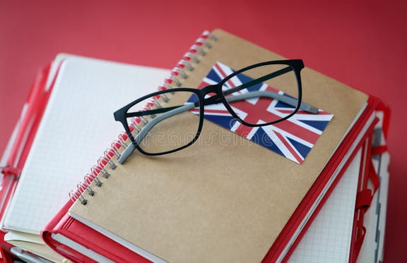 British Language Textbook and Glasses are on Table Stock Photo - Image ...