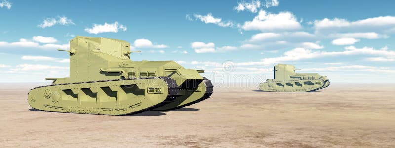 British Medium Tanks of World War I Stock Illustration - Illustration ...