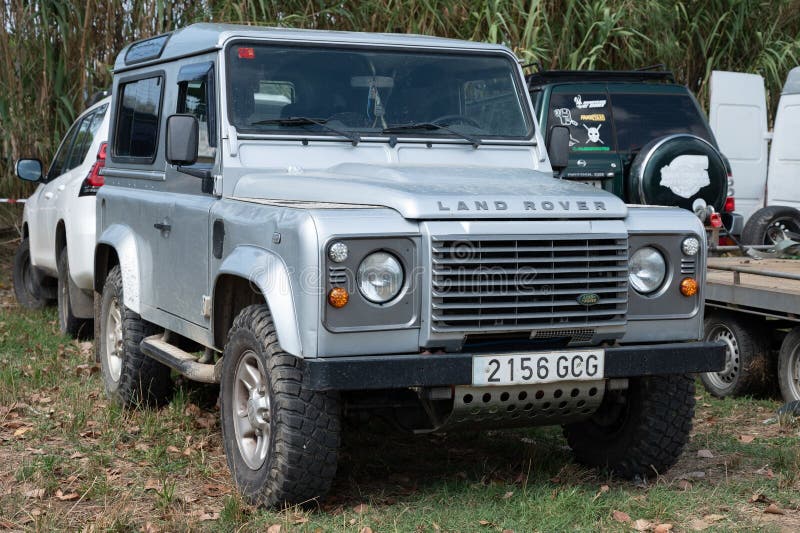 British Off-road Land Rover Defender Short Version in Silver Color ...