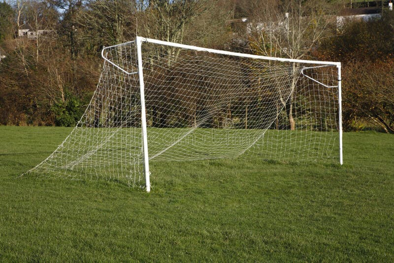 British Park Football Pitch Goal Posts and Net. Stock Image - Image of ...