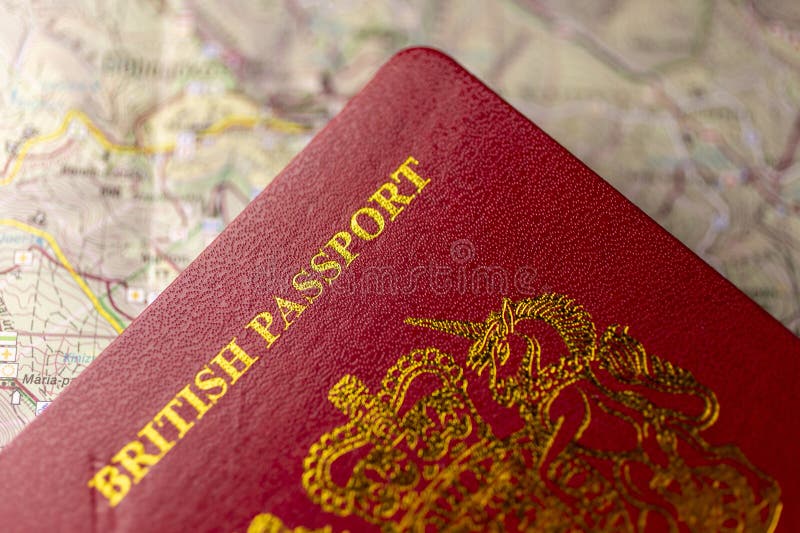 British Passport on a Paper Map Stock Image - Image of official ...