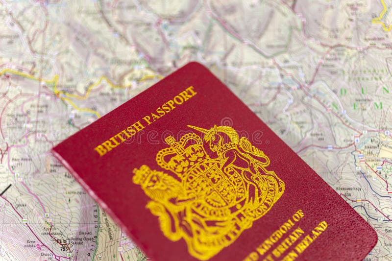 British Passport on a Paper Map Stock Image - Image of tourism ...