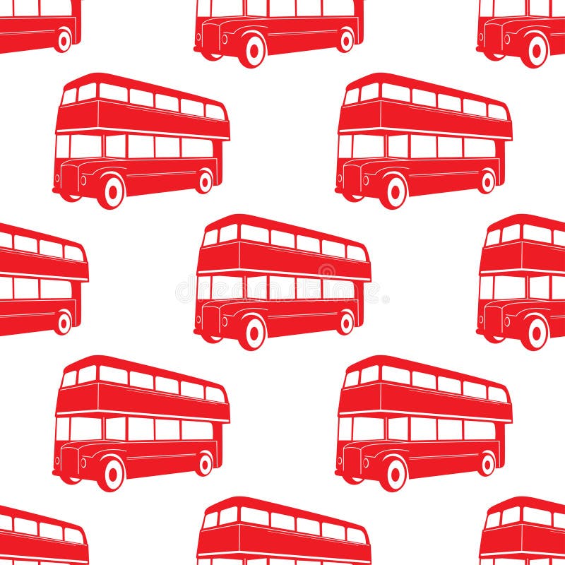 British Pattern with Double Decker Red Bus. Stock Vector - Illustration ...