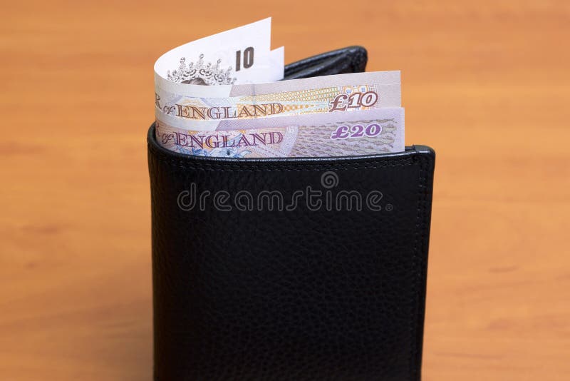 British Pound in the Black Wallet Stock Image - Image of black ...