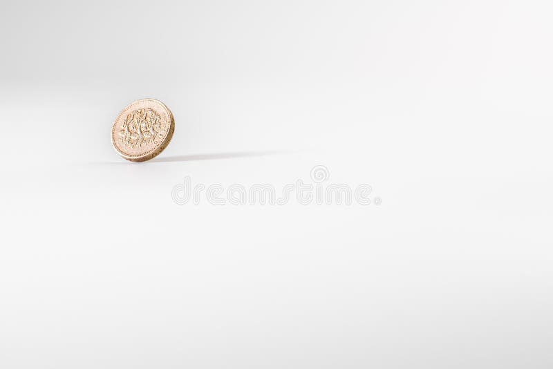 1 British Pound Coin Falling on White Background, Stock Image - Image ...