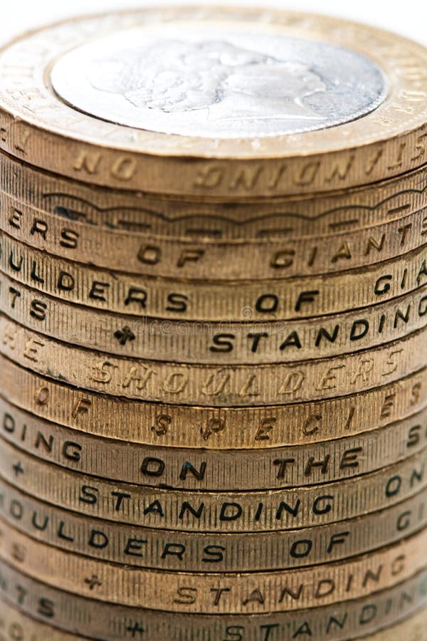 Financial Growth Concept Of 1 Pound Stacked Coins Isolated On W Stock ...