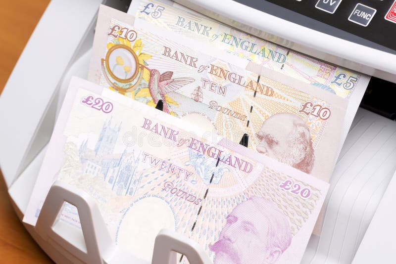 British Pound in the Counting Machinej Stock Image - Image of machinej ...
