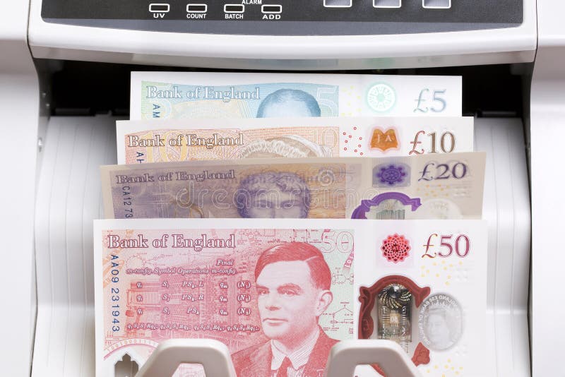 British Pound in the Counting Machinej Stock Image - Image of cash ...