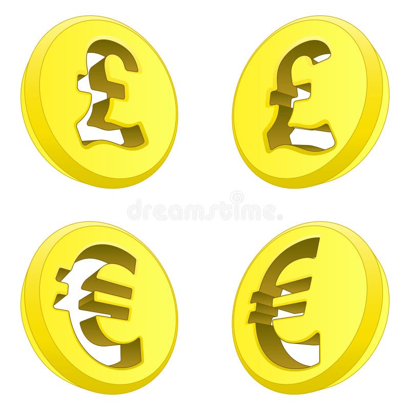 British Pound and Euro Perspective Coin Drawing Vector Stock Vector ...