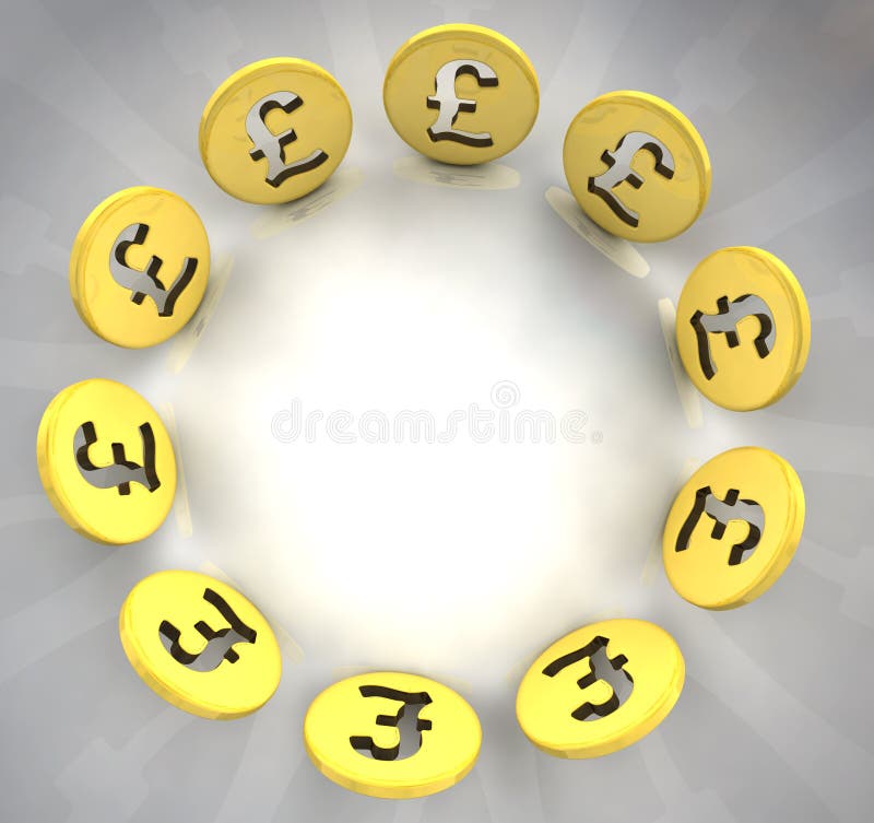 British Pound Golden Coin Symbol Circle Stock Illustration ...