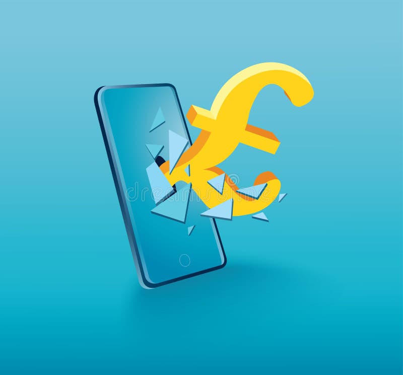 British Pound Icon Breakthrough Screen Smartphone Stock Vector ...