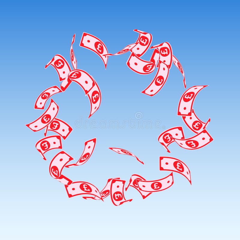 British Pound Notes Falling. Floating GBP Bills on Stock Vector ...