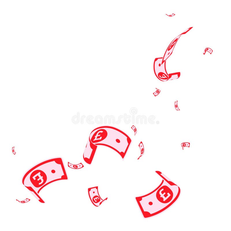 British Pound Notes Falling. Random GBP Bills on W Stock Vector ...