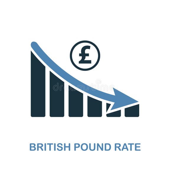 British Pound Rate Decrease Graphic Icon. Monochrome Style Design from ...