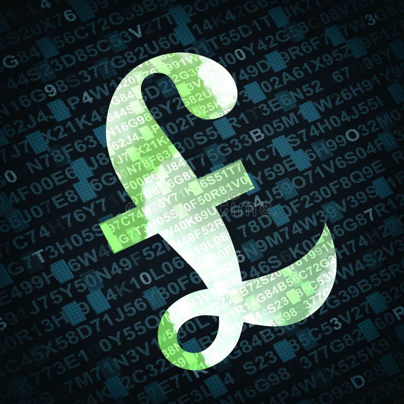 British Pound Sign with Numbers and Letters on Background Stock ...