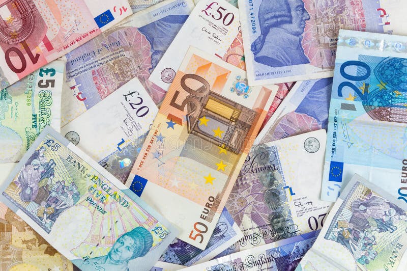 British Pounds and Euro Banknotes Background Editorial Photo - Image of ...