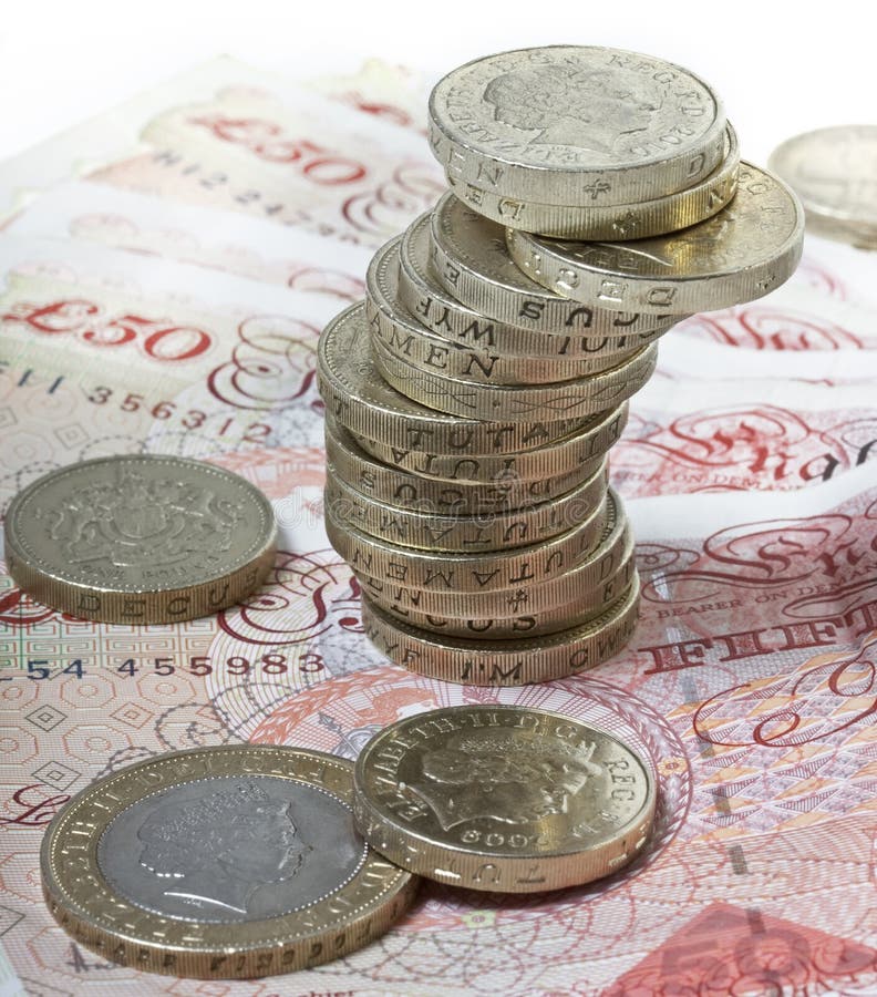 British Pounds Notes and Coins. Editorial Stock Image - Image of circle ...