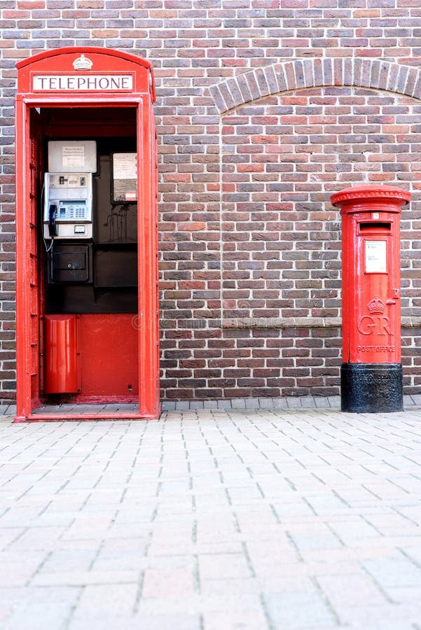 British Red Telephone Box and Post Stock Image - Image of postbox ...