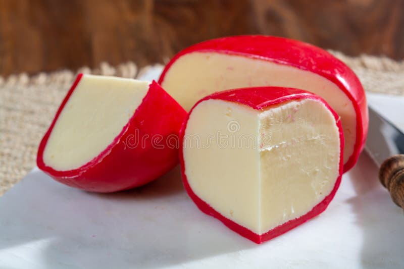 British Red Waxed Original Cheddar Cheese Close Up Stock Image - Image ...