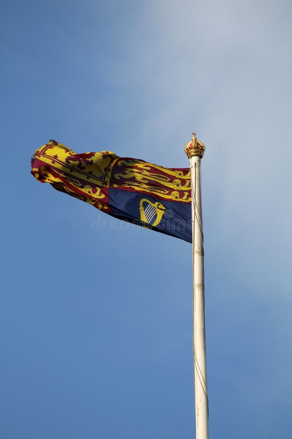 British Royal Standard Flag on Flagpole Stock Image - Image of king ...