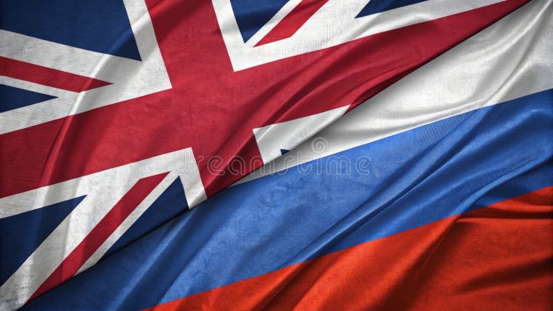 British and Russian Flags Side by Side Symbolizing International ...