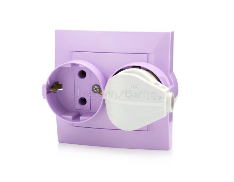 British Socket and Plug. Socket Turned on. Isolated on White Stock ...