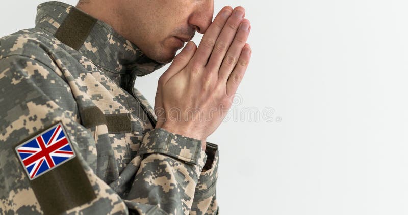 A British Soldier Prays. Remembrance Day. Stock Photo - Image of ...