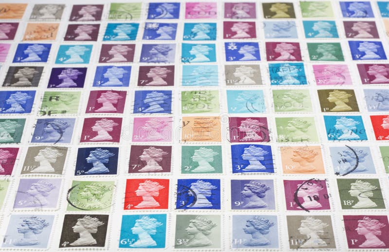 British Stamps stock photo. Image of blue, yellow, british - 21967952