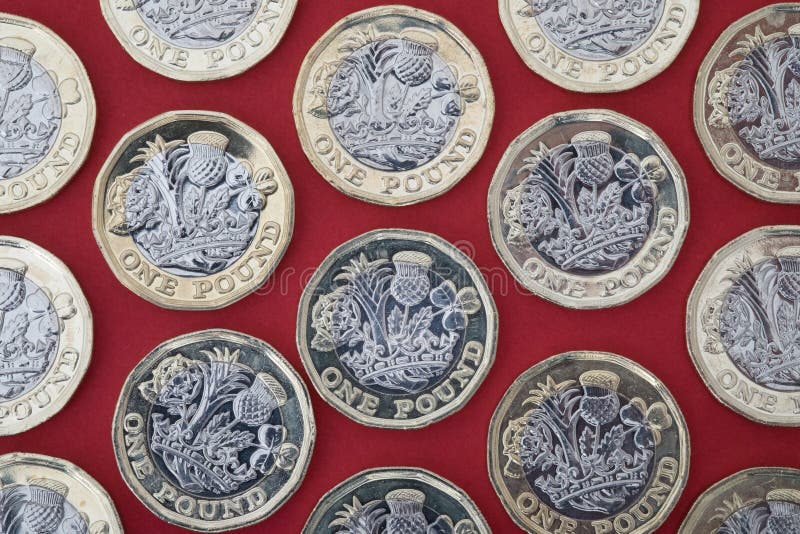 British Sterling Pounds on Red Background Stock Image - Image of ...
