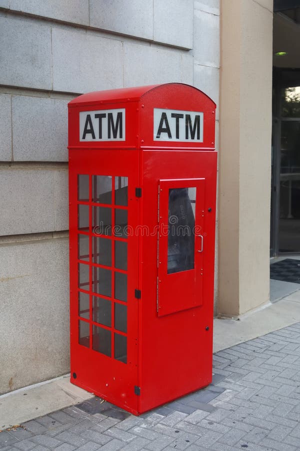 Red Booth with ATM Machine in Grand Rapids, Michigan Stock Photo ...