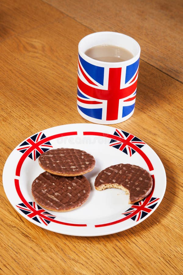 British Tea and Chocolate Biscuit Break in Office Stock Photo - Image ...