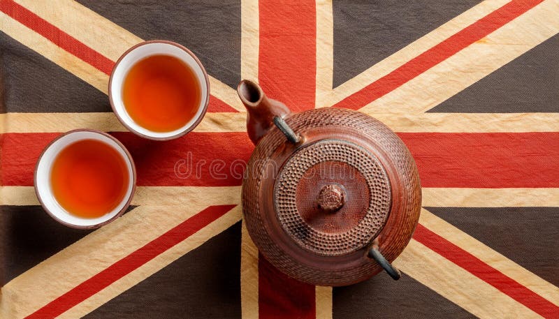 A British Teapot and Two Cups of Tea, AI Generated Stock Illustration ...