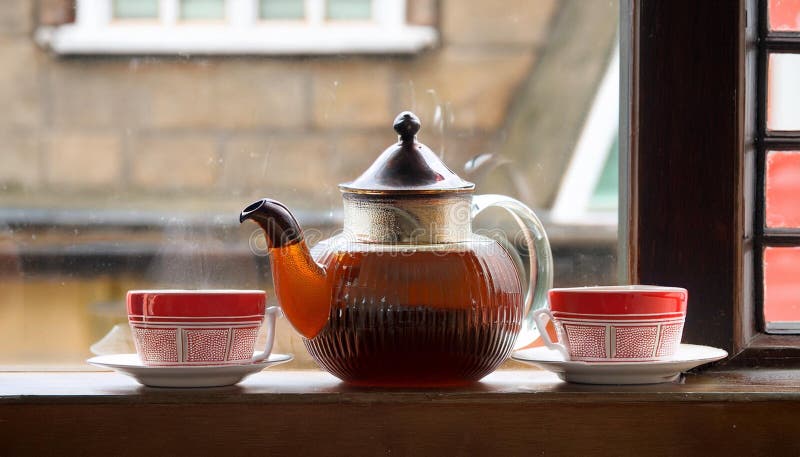 A British Teapot and Two Cups of Tea, AI Generated Stock Illustration ...