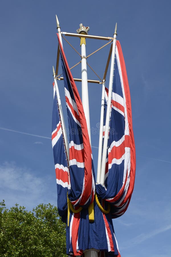 Furled Union Jack Flags London, England, UK Stock Photo - Image of ...