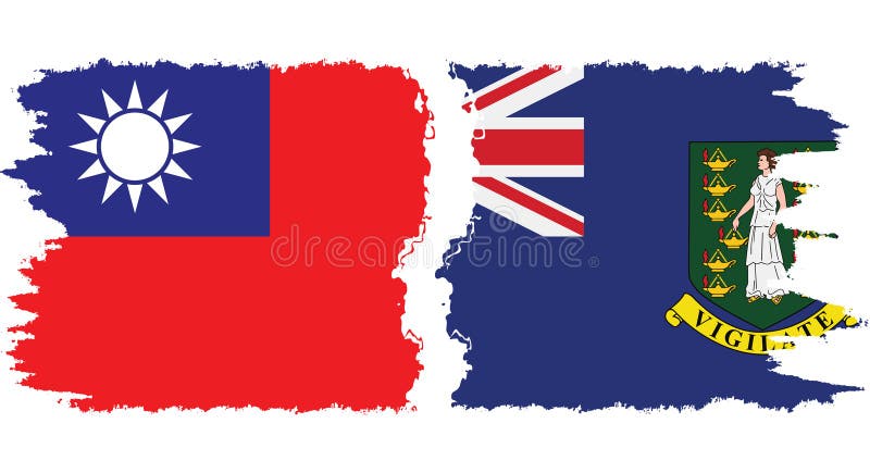 British Virgin Islands and Taiwan Grunge Flags Connection Vector Stock ...