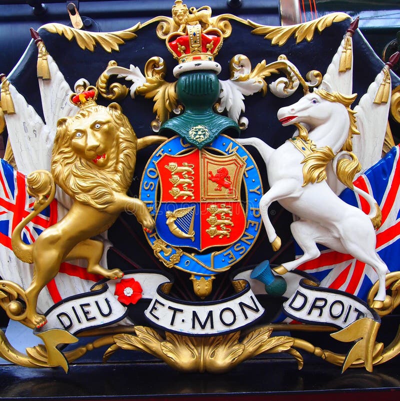 Brits koninklijk wapen stock foto. Image of eenhoorn - 33019150