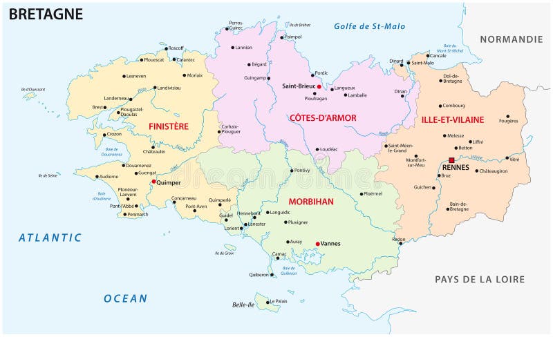 Brittany Administrative and Political Vector Map Stock Vector ...