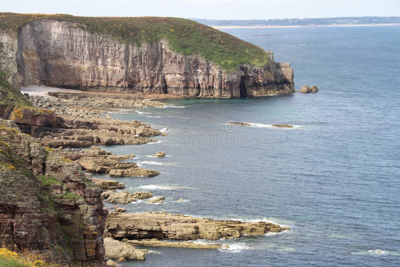 Brittany cliffs at coast stock image. Image of france - 25785813
