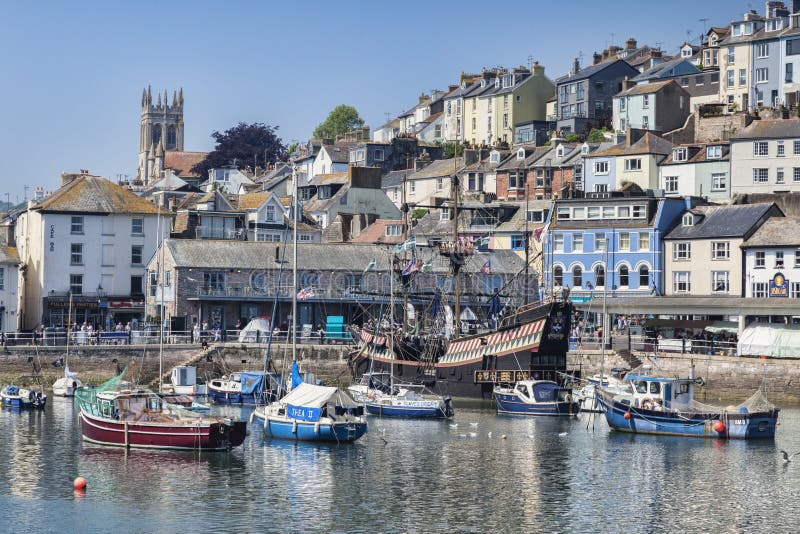 Brixham Harbour Devon UK editorial image. Image of sunny - 146398640