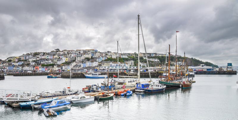Brixham harbour stock image. Image of boat, hill, dorset - 37415523