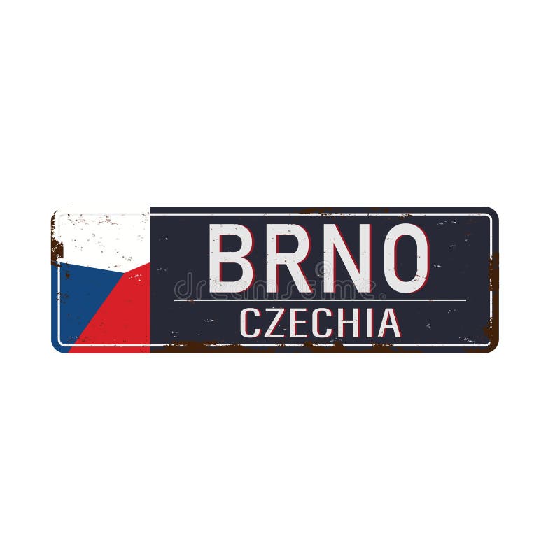 Brno Czechia Flag Rustet Metal Signboard Icon Stock Vector ...